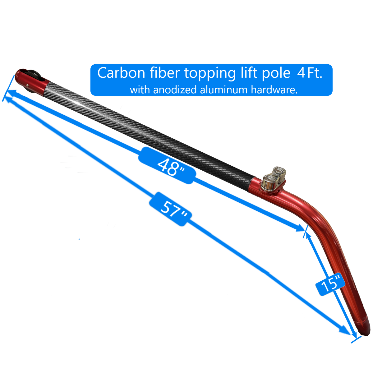 Carbon Fiber Topping Lift Pole Anodized hardware (3Ft or 4Ft.)